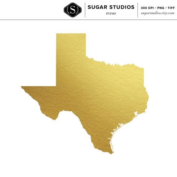 Texas Gold Foil State Clip Art Personal & Commercial Use