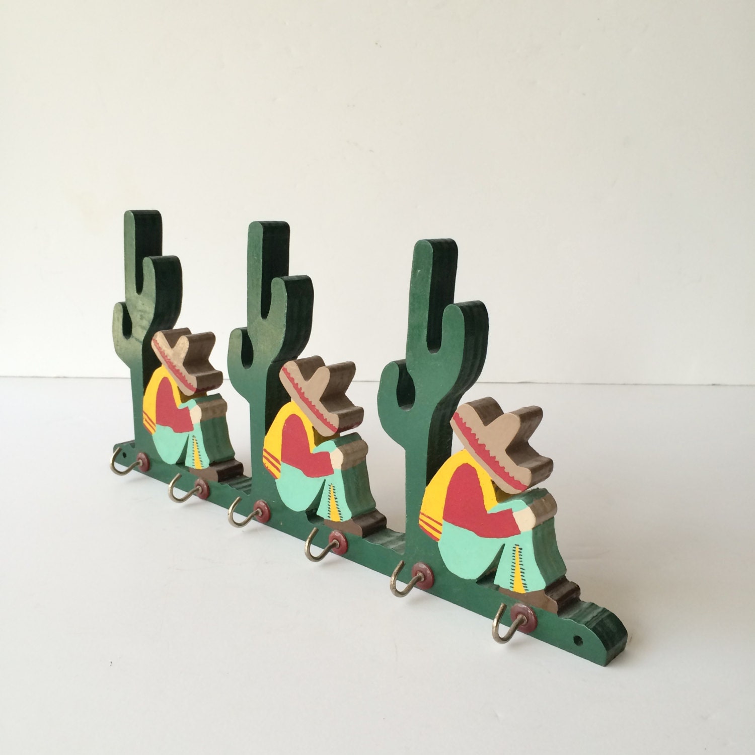 Vintage 1960s Wall Key Rack Key Holder Key Hook, Mexican Motif Wall Key ...