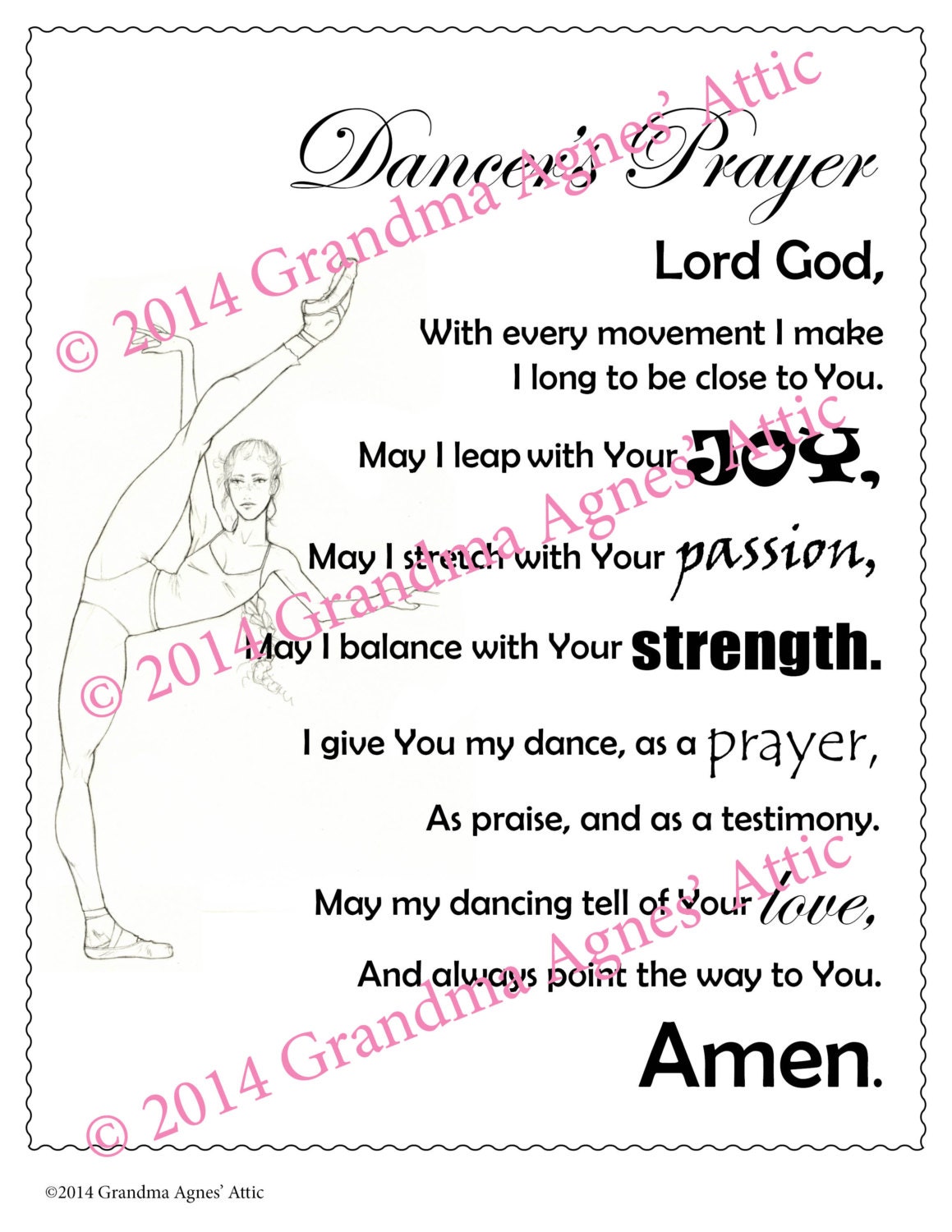 Dancer's Prayer Digital Download Donation made for every