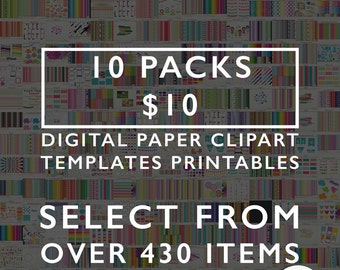 MEGA VALUE - Purchase 10 for 10- Digital Scrapbook Paper, Clipart ...