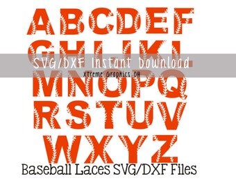 Baseball Laces Letters Monogram SVG Vector Cutting File - Digital ...