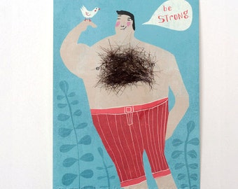 DIY Muscle Man Paper Doll DIY postcard paper puppet