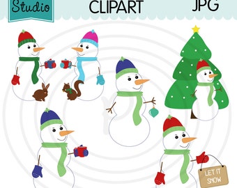 Sale! 80% Off - Snowmen with Hats and Scarves, Snowman Hot Cocoa ...