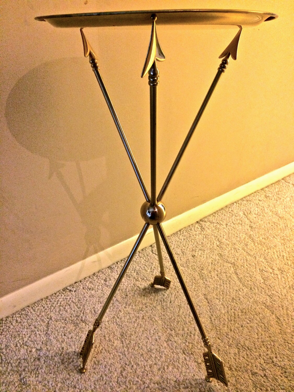 Pair of Mid Century Maison Jansen Brass Arrow Tables with Original ...