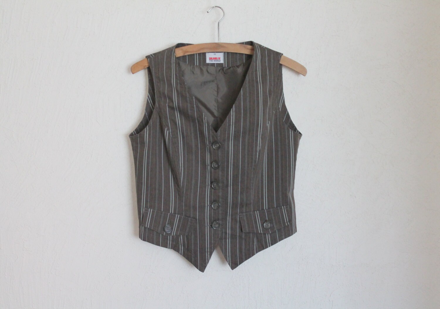 Brown Striped Cotton Women Vest Vintage Fitted Waistcoat Steampunk ...