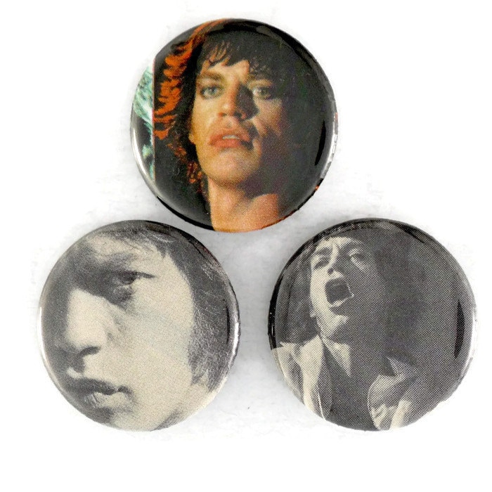 MICK JAGGER PIN Set Rock Music Badges One of a Kind Pop Art Buttons The ...