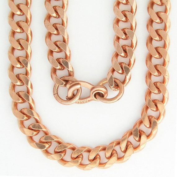 Solid Copper Necklace Curb Chain Pure By Celticcoppercompany