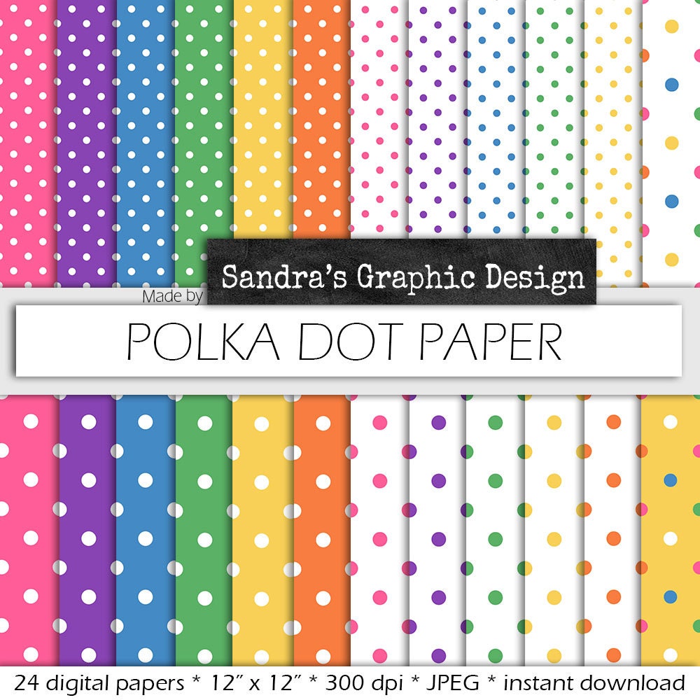 Dots digital paper “POLKA DOT” pattern background, small and big, in ...