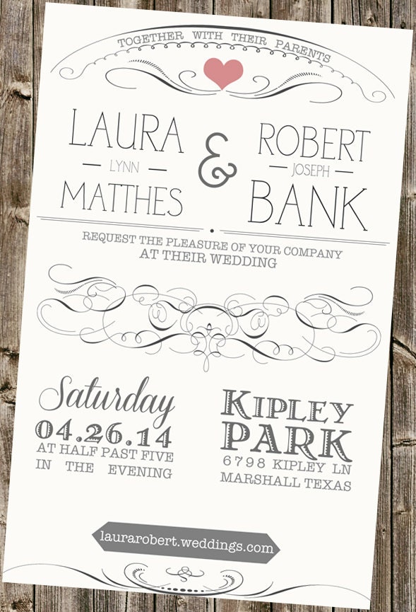 Simple Linen Typography with Swirls – Wedding Paper Set – OnePaperHeart ...