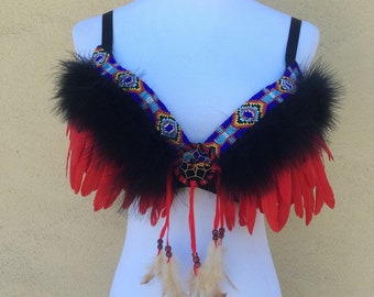 Items similar to Angel White, Eskimo EDC Outfit -Bling, Feather Bra ...