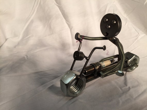 Welded metal art motorcycle rider/motorcycle/cycle