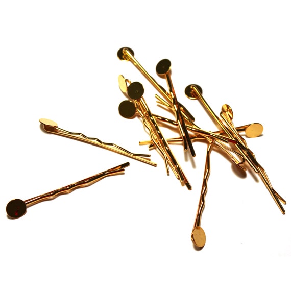 10 Gold Bobby Pins Bobby Pins Jewelry Supplies Glue On Bobby Pins