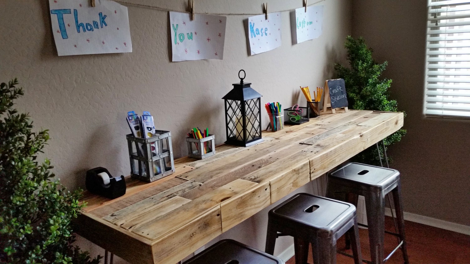 reclaimed wood custom craft table work bench kids by KaseCustom