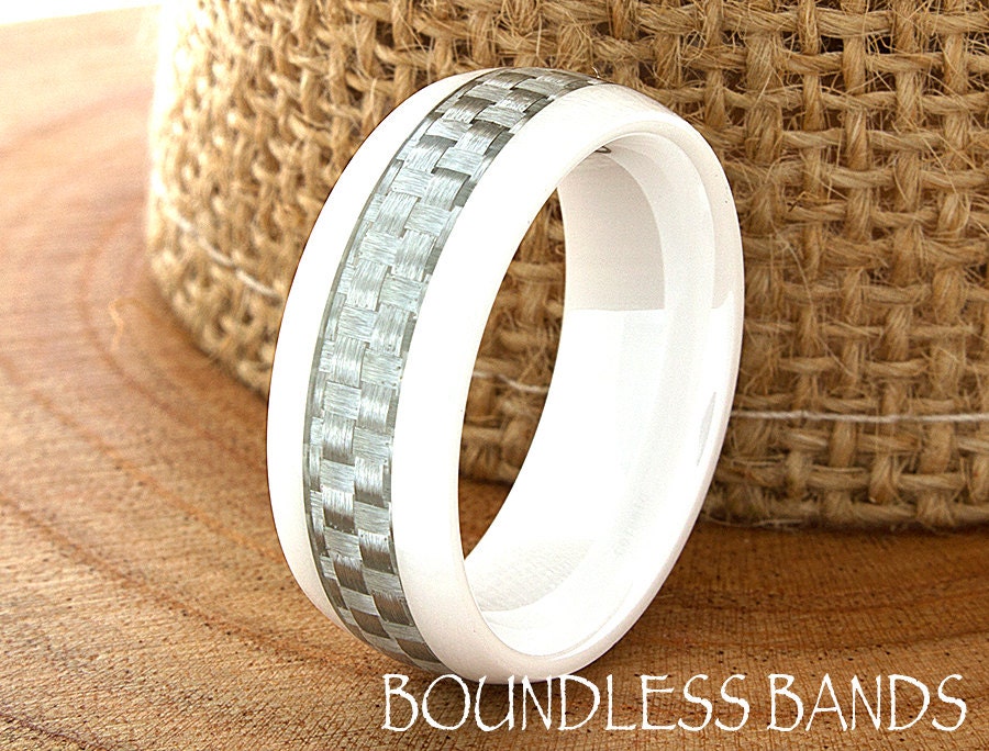 Ceramic Wedding Ring Mens Wedding Band White Ceramic Band