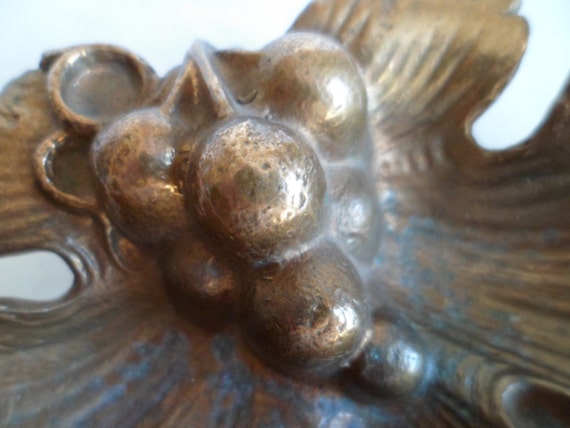 Vintage Russian Bronze grape leaf ashtray antique ashtray.