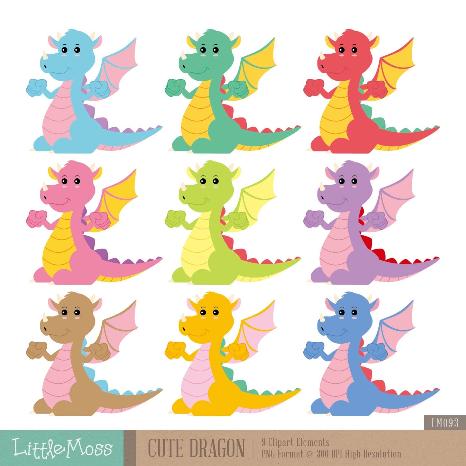 Cute Dragon Digital Clipart