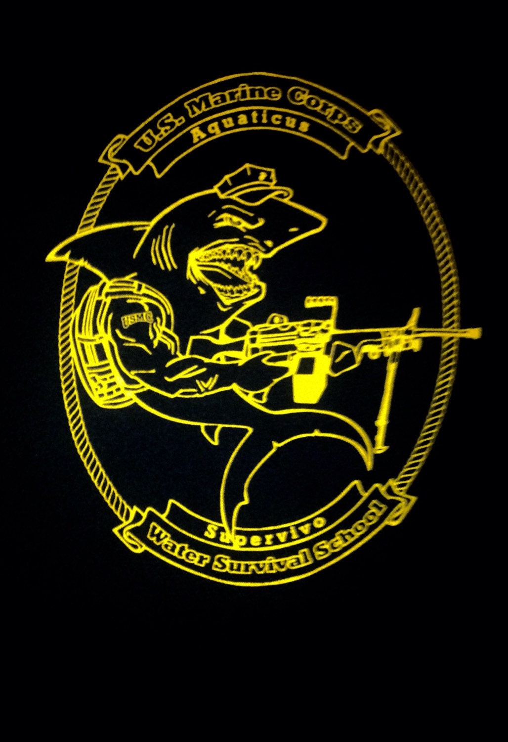 MCIWS Shark logo t-shirt.USMC water survival by ECVinylSupply