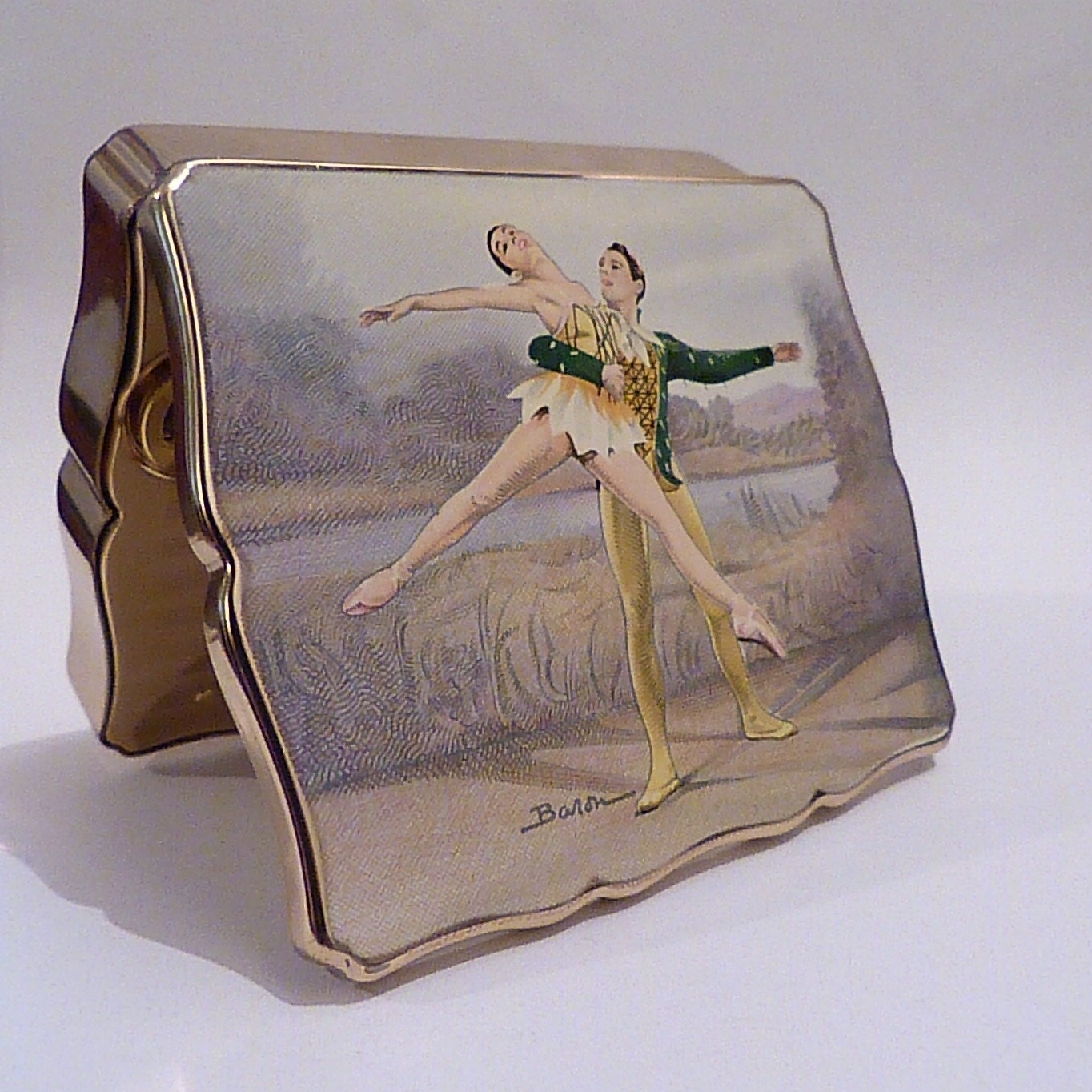 Very rare Stratton ‘Musica’ ballet / ballerina musical powder boxes ...