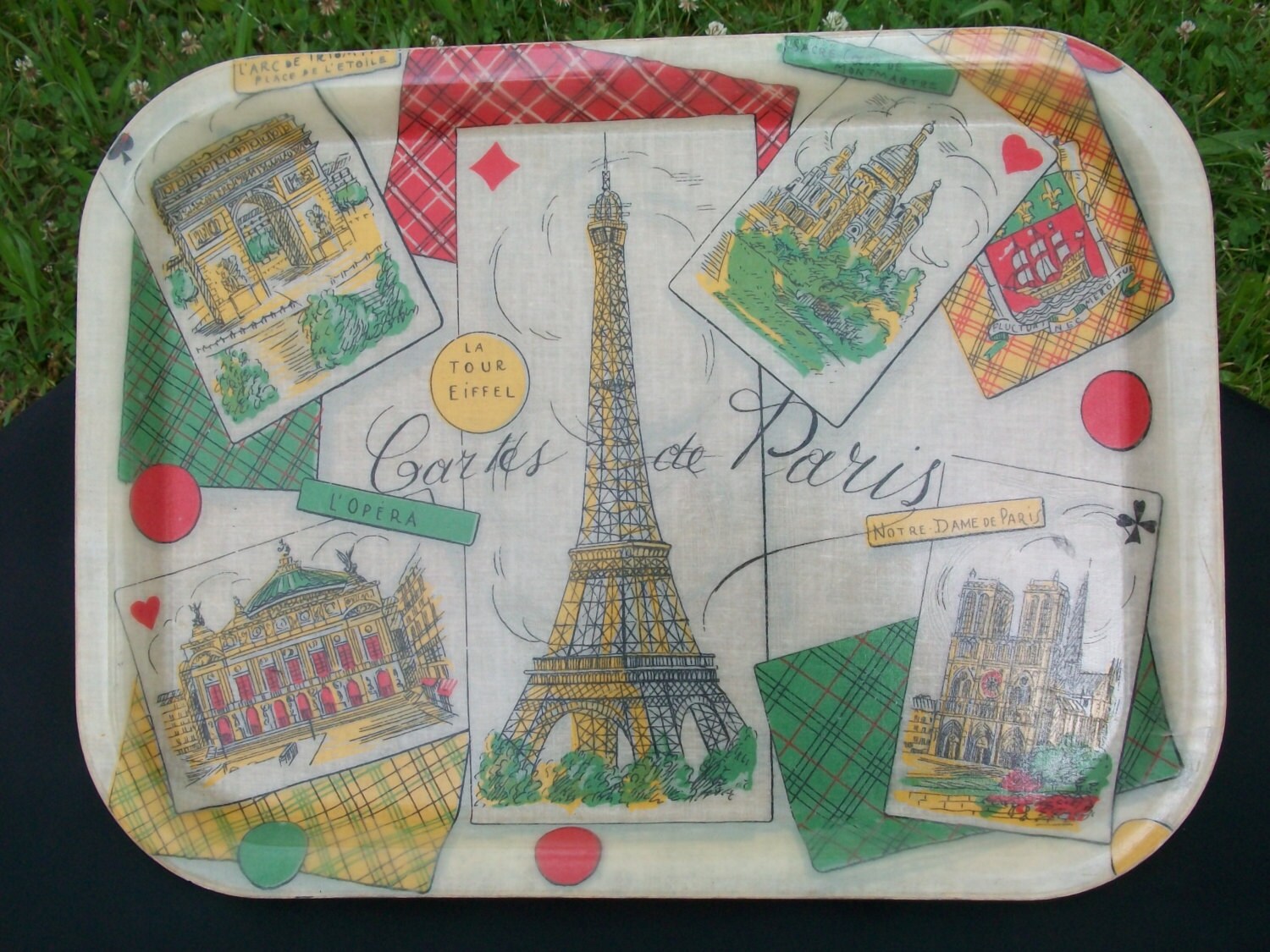 French Serving Tray//Vintage 1950’s Fiber Glass Tray//Cartes de Paris ...