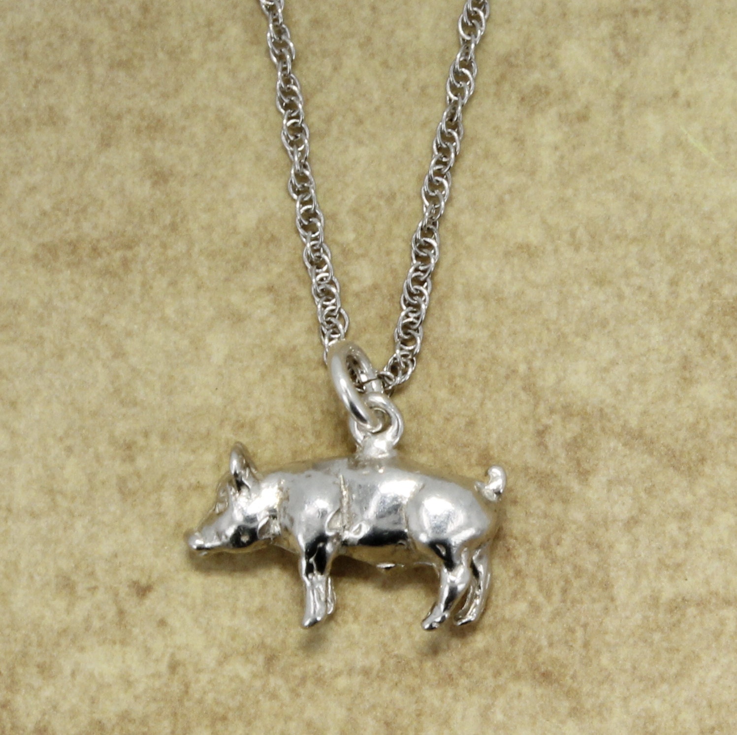 Pig Necklace Sterling Silver Pig Necklace with 18 chain