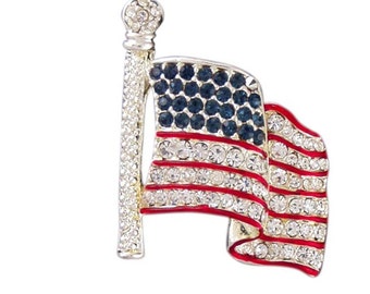 Rhinestone flag pin | Etsy