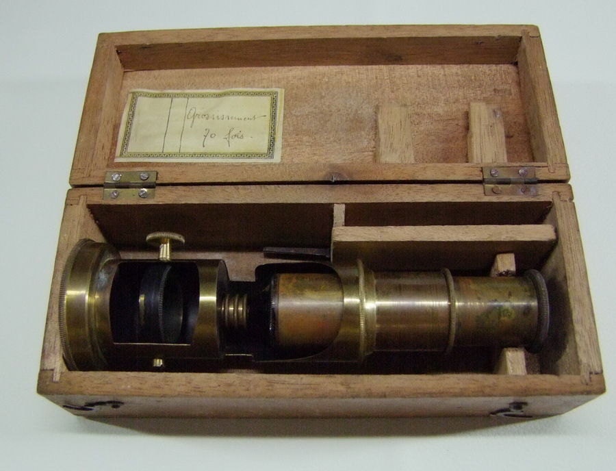 Wood Box // MULTI FUNCTION // Used Anique Monocular Microscope Brass ...