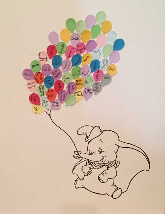 Event Guestbook Canvas-Dumbo with Balloons