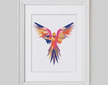 Unique parrot embroidery related items | Etsy