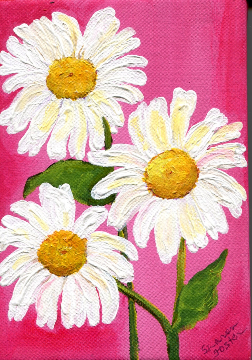 Daisy painting, Wall art canvas painting, Floral wall art canvases