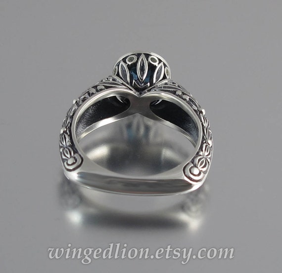 THE COUNTESS silver ring with London Blue Topaz by WingedLion