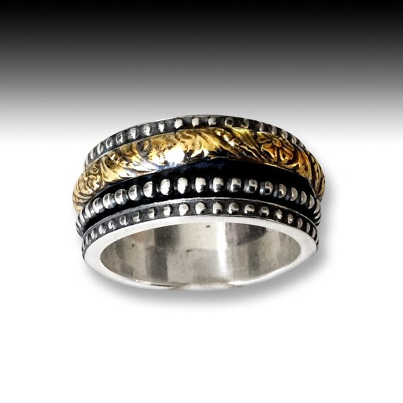 Spinner ring women fidget ring Sterling silver by artisanlook