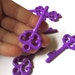 8 Purple Key Skeleton Key Charm Purple Pendant Acrylic Key
