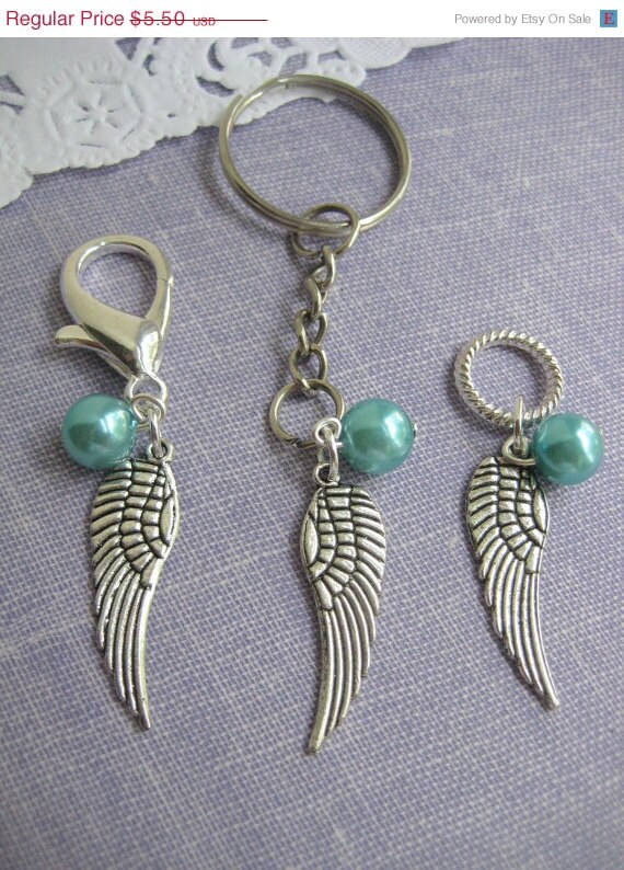 VACATION sale Angel wing purse charm keychain glass by buysomelove