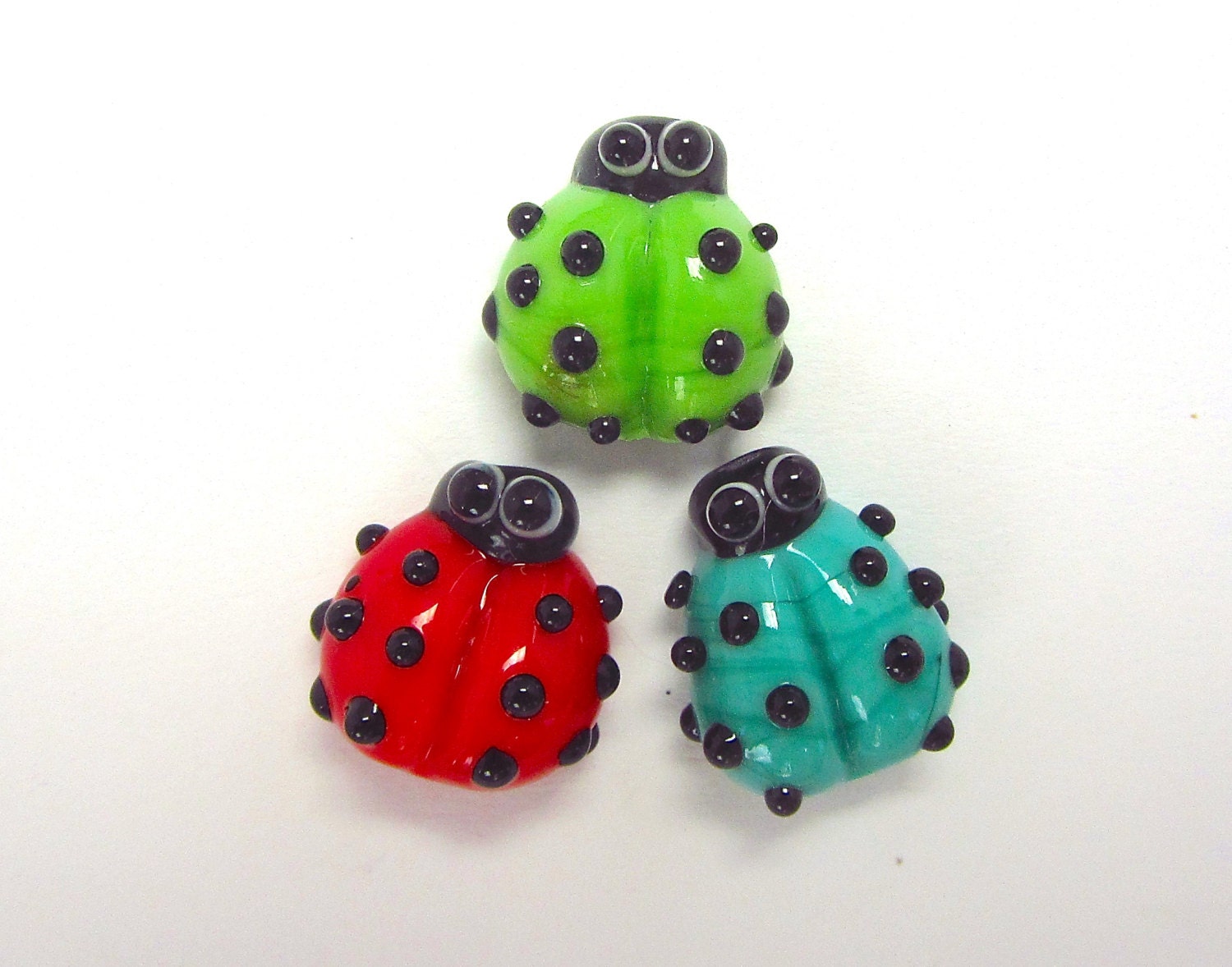 LadyBug Beads Times Three Lampwork Art SRA