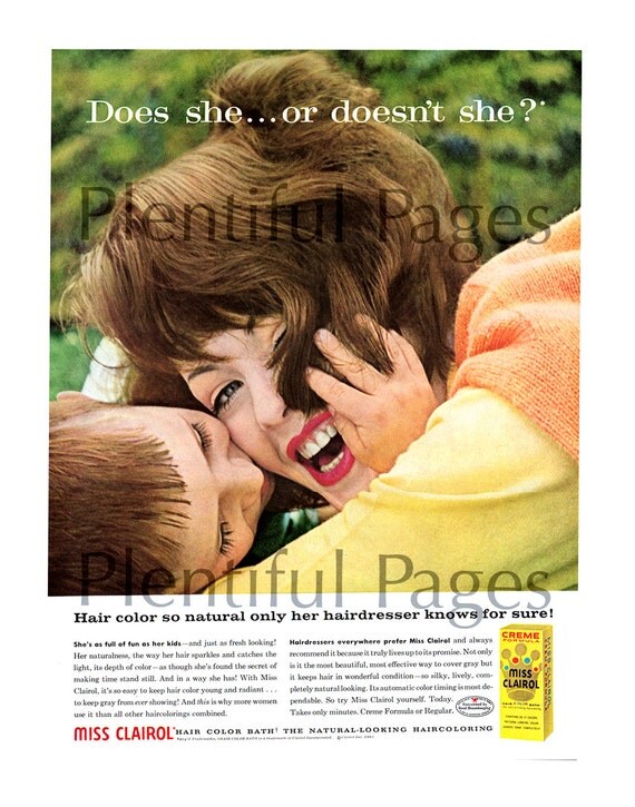 1962 Miss Clairol Hair Color Vintage Ad 1960's Housewife