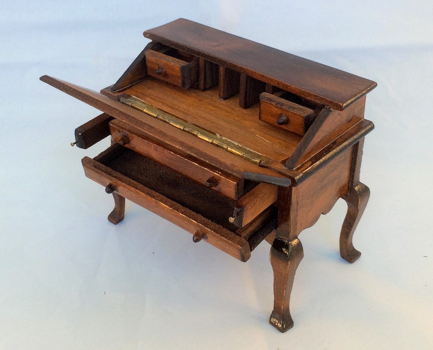 Vintage Miniature Secretary/Desk ~ 1:12 Scale ~Working Drawers~Drop ...