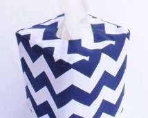 Navy chevron reversible tissue box cover
