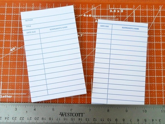 Library cards set of 20 check out cards