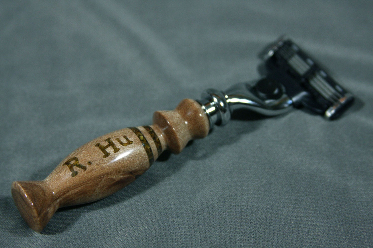 Personalized engraved Mach3 shaving razor initials groomsmen