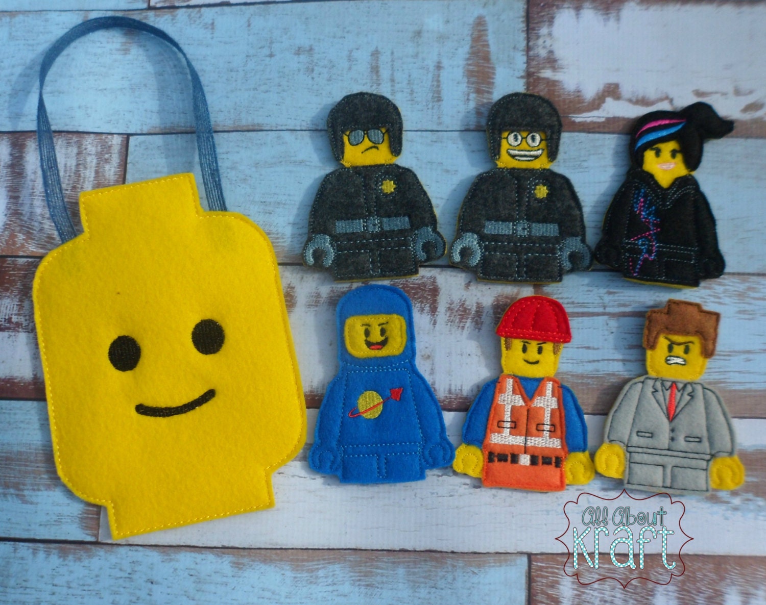 Lego finger puppet set lego bag block people by AllAboutKraft