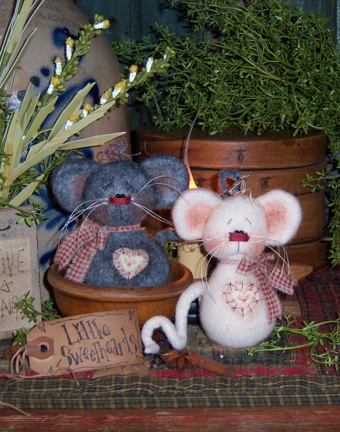 Primitive Patti's Ratties Mice Mouse Ornies Bowl by pattisratties