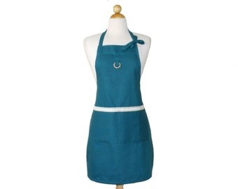 Items similar to Apron JAGUAR Jungle CAT in Teal & Brown, EXOTIC ...