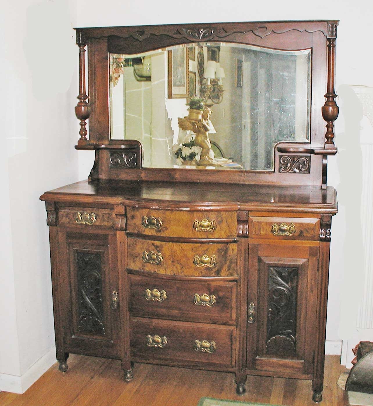 Victorian Eastlake Fine Walnut Sideboard Buffet Server With Bowed ...