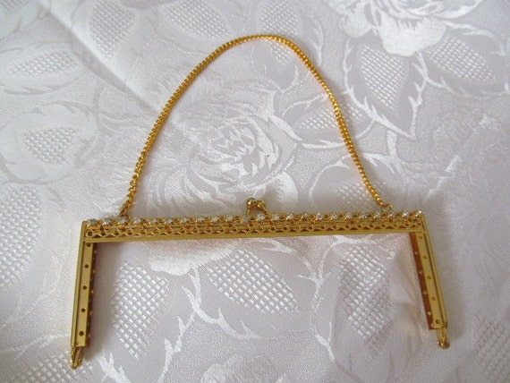 Purse Hinge Handbag Hinge Chain Handle Clear Rhinestones