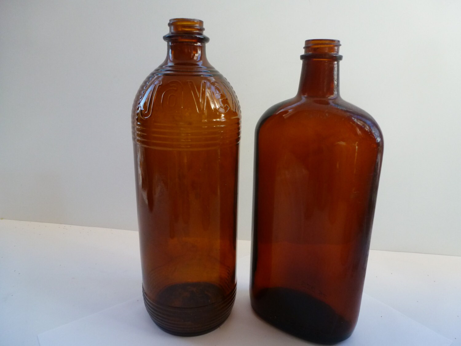 Antique Brown Amber Glass Bottles An Antique Javex Bottle And