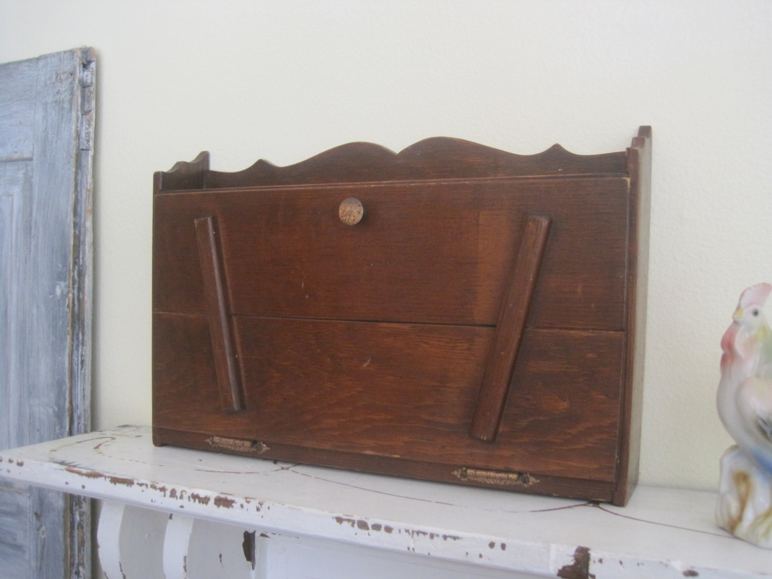 Shabby Rustic Wood Cabinet with Shelves – Fold Down Wall Mounted ...