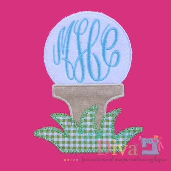 Summer Monogram Golf Ball Embroidery Design Machine Applique