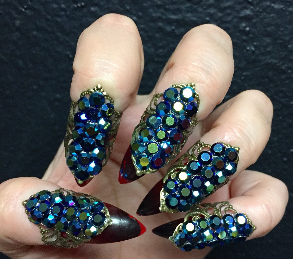 Blinged out nail tips. Set of 5. by MariannaHarutunian on Etsy