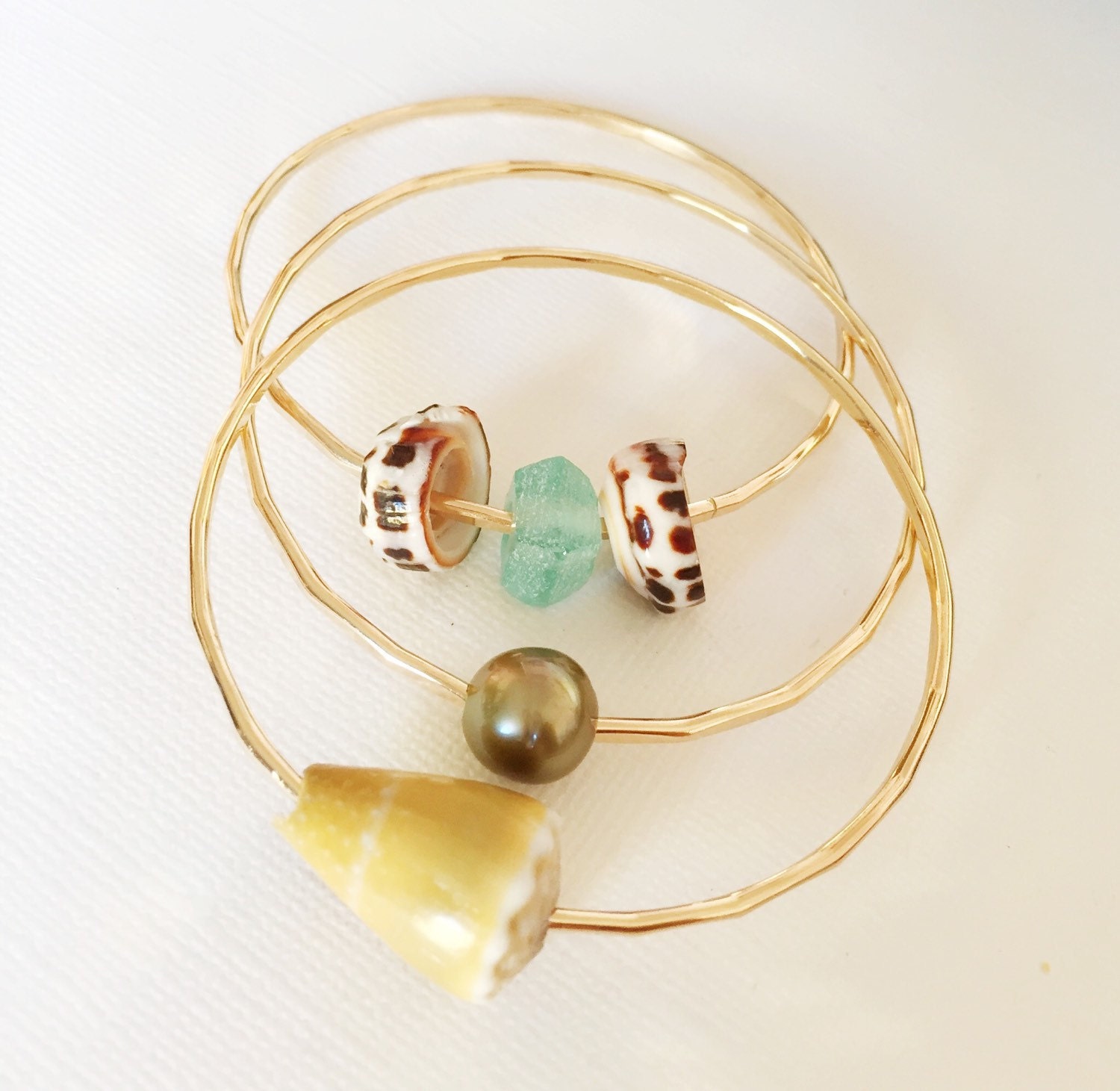 Heidi bangle set Shell bangles set Cone shells bangles