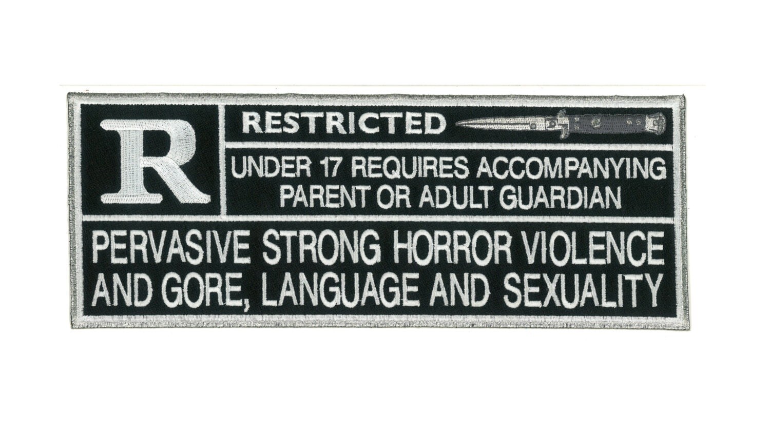 Restricted Rated R Iron-On Back Patch 10 and 11.5
